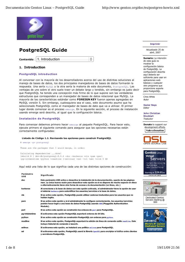 PDF de programación - PostgreSQL Guide - Gentoo